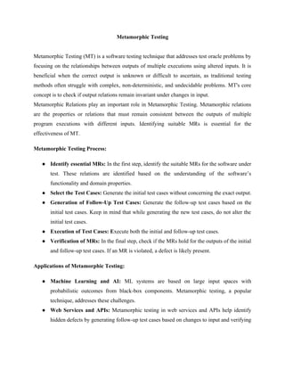 Enhancing Software Reliability through Metamorphic Testing | PDF