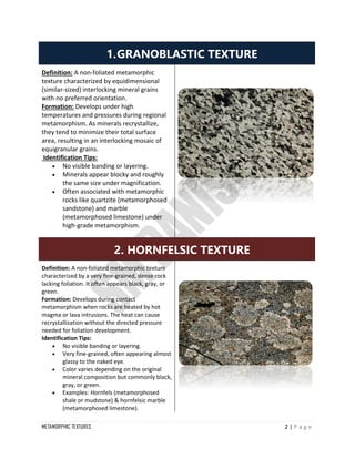 Metamorphic Texture | Geol. 509: FIELD GEOLOGY | PDF