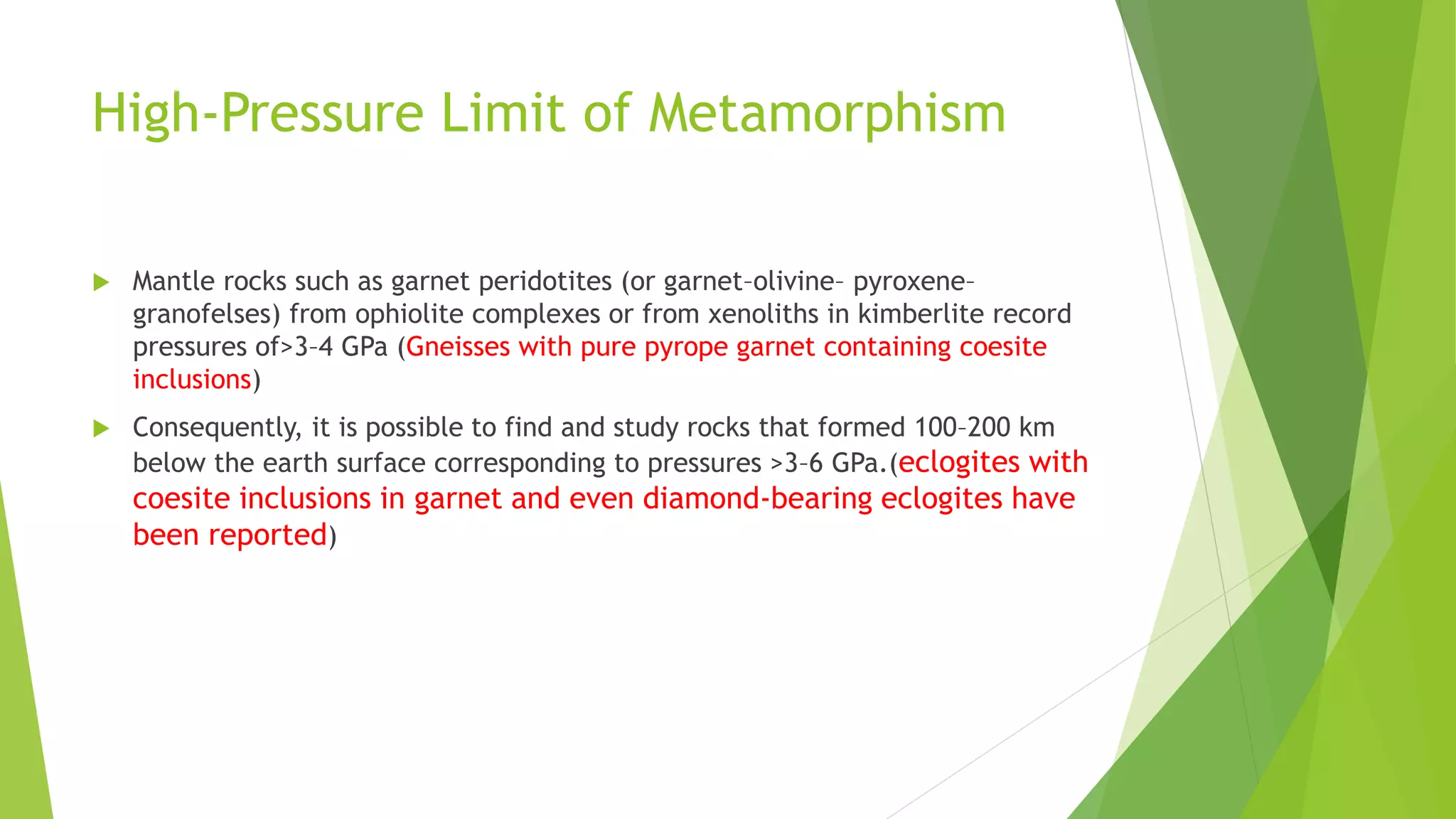 Metamorphism limits temperature and pressure limits | PPTX
