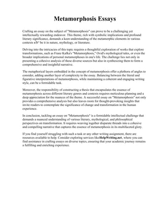 Metamorphosis Essays | PDF