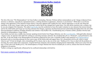 Metamorphosis Kafka Analysis | PPT