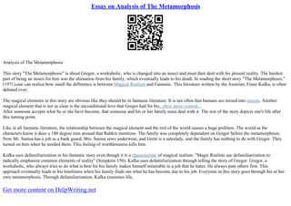 Metamorphosis Kafka Analysis | PPT