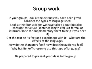 Metamorphosis language | PPTX | Theater | Fine Art
