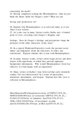 Metamorphosis Questions 2020 English II Weaver | PDF