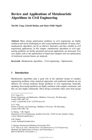 Metaheuristics and Optimiztion in Civil Engineering | PDF