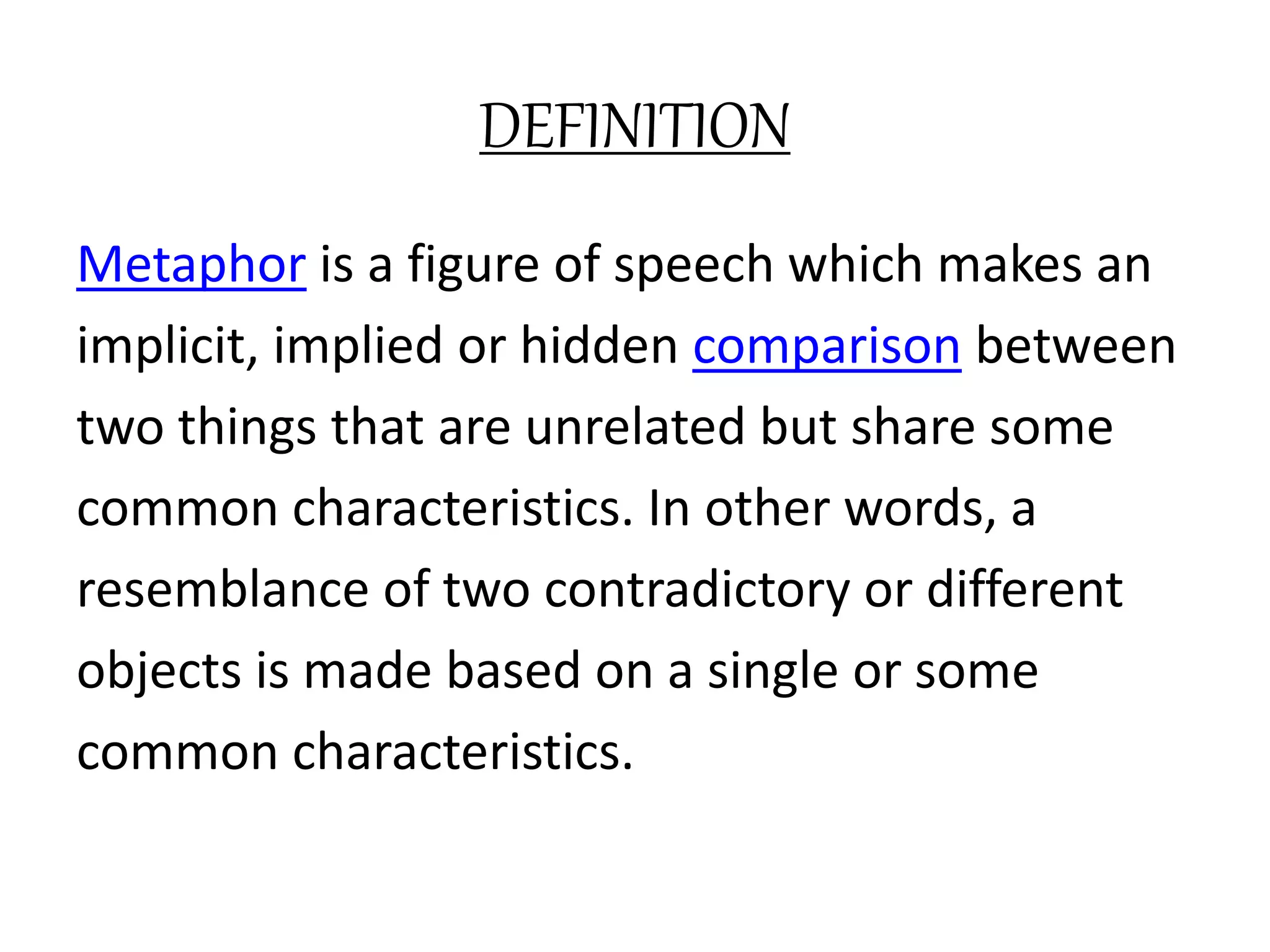 Figurative Language Metaphor | PPT