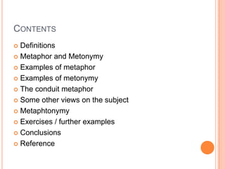 Metaphor and metonymy franklin delacruz | PPT