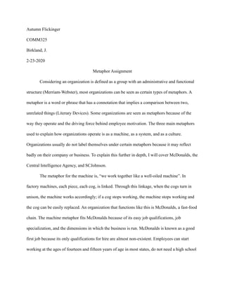 Metaphor Assignment | PDF