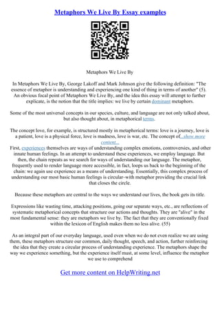 Metaphor Essay | PDF | Science