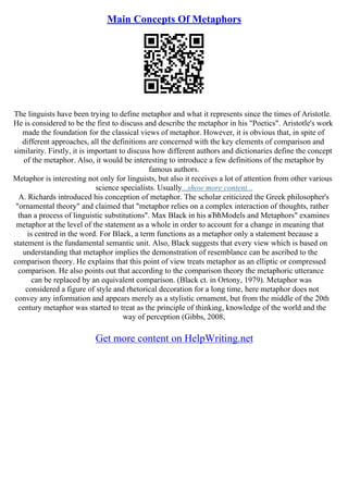 Metaphor Essay | PDF | Science