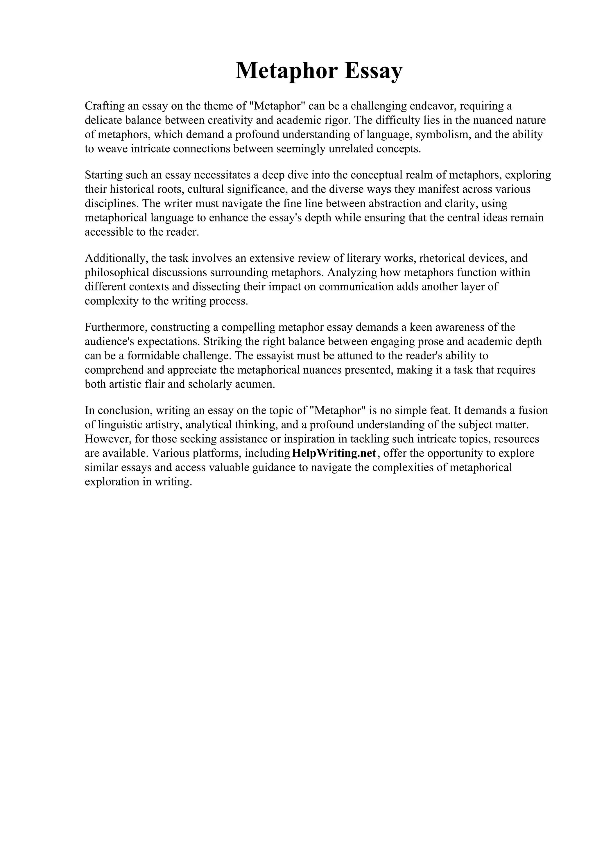 Metaphor Essay | PDF