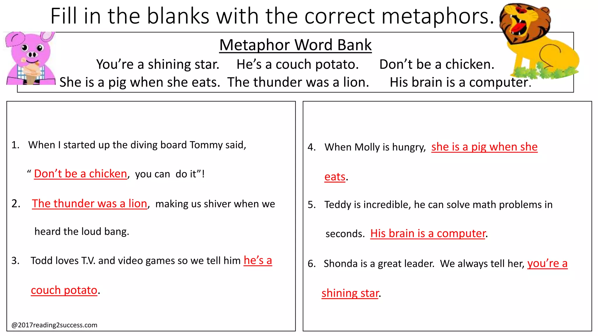 Metaphors great illustrations, video and practice activity | PPTX
