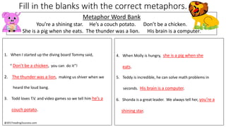 Metaphors great illustrations, video and practice activity | PPTX