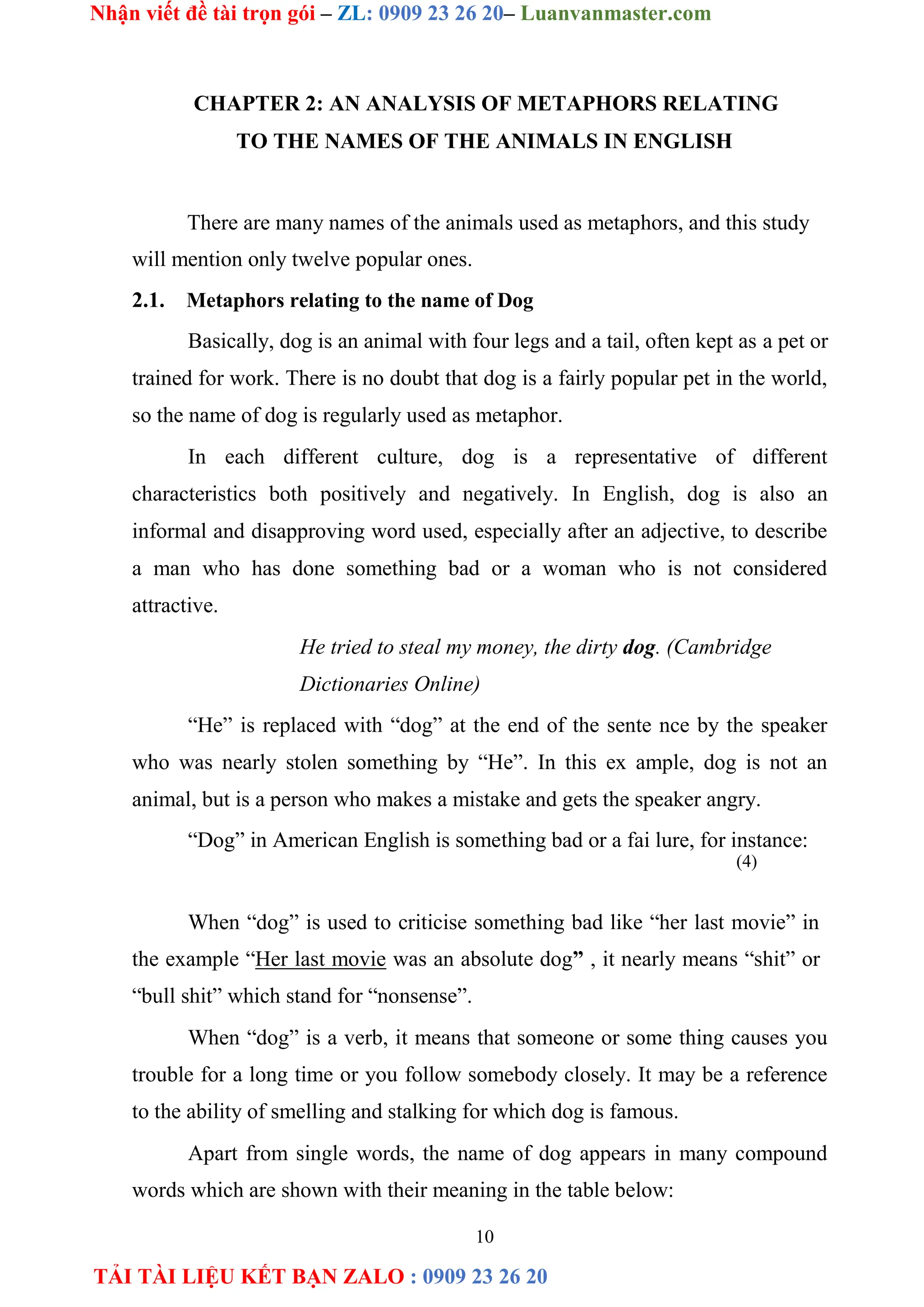 Metaphors Relating To The Names Of Animals In English And Vietnamese ...