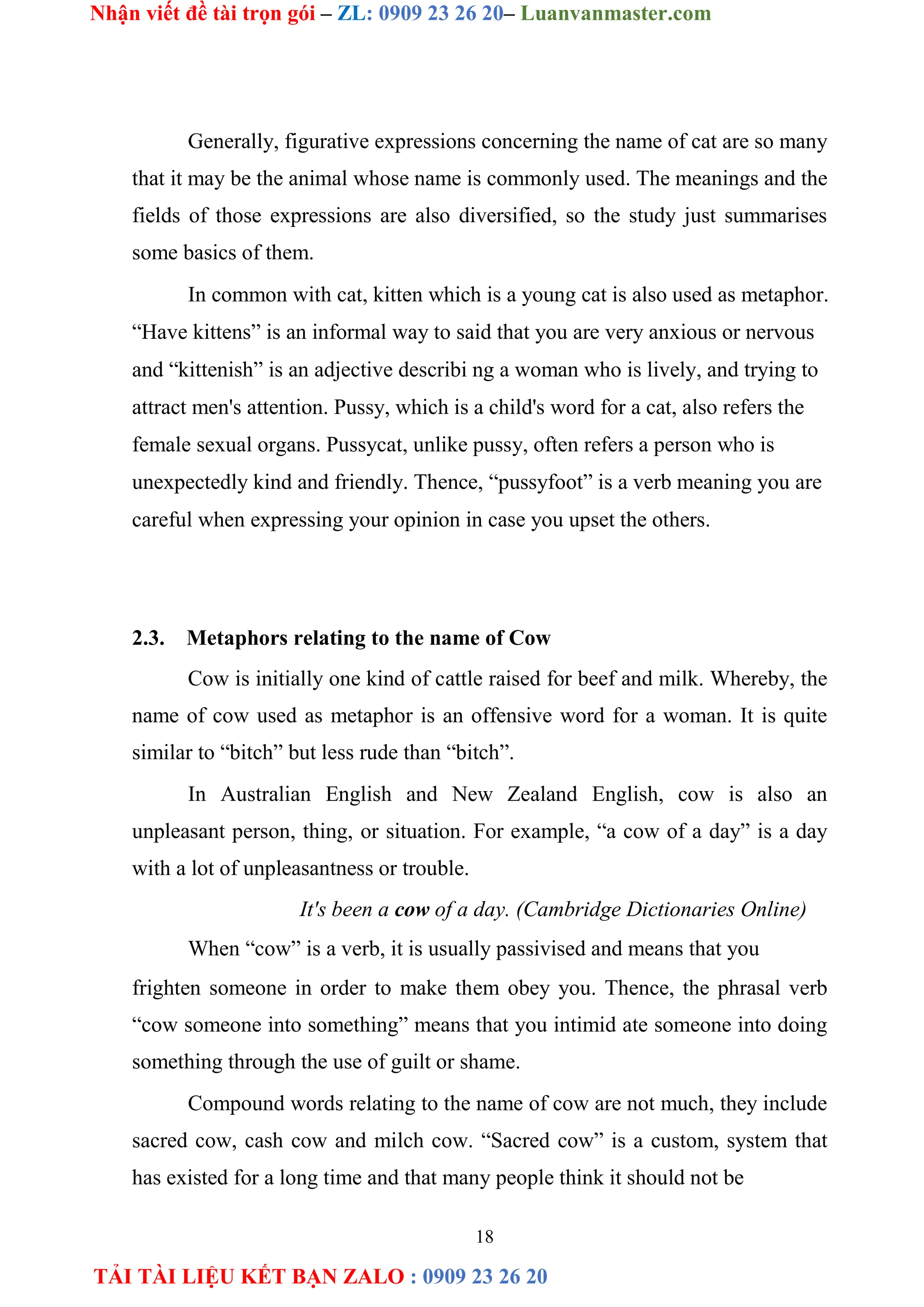 Metaphors Relating To The Names Of Animals In English And Vietnamese ...