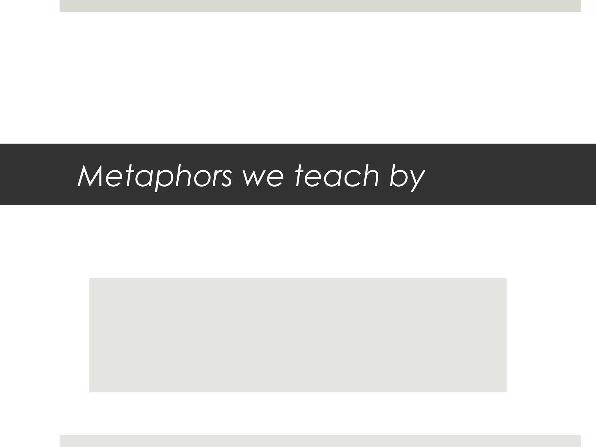 Metaphors we teach by | PPT | Resume Writing and Advice | Job Search