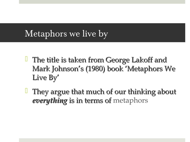 Metaphors we teach by | PPT | Resume Writing and Advice | Job Search