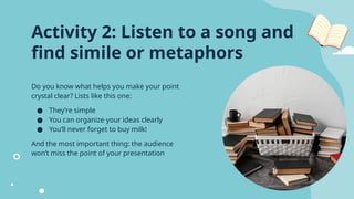 Metaphor vs Simile literature secondary and A level | PPT