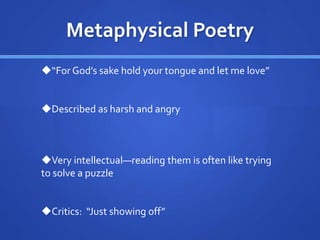 Metaphysical poetry | PPT