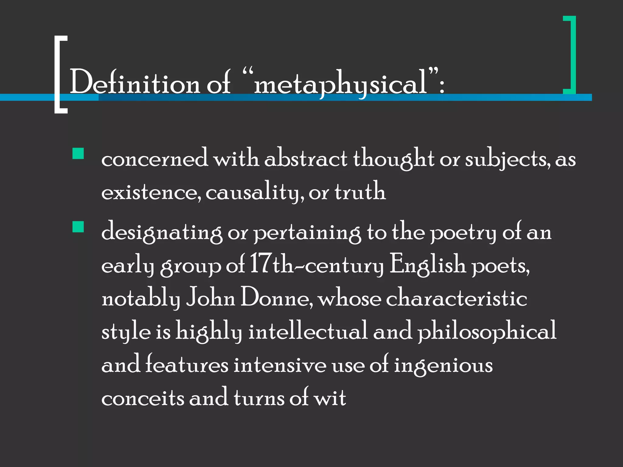 Metaphysical poetry | PPT