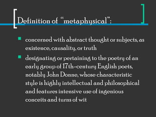 Metaphysical poetry | PPT