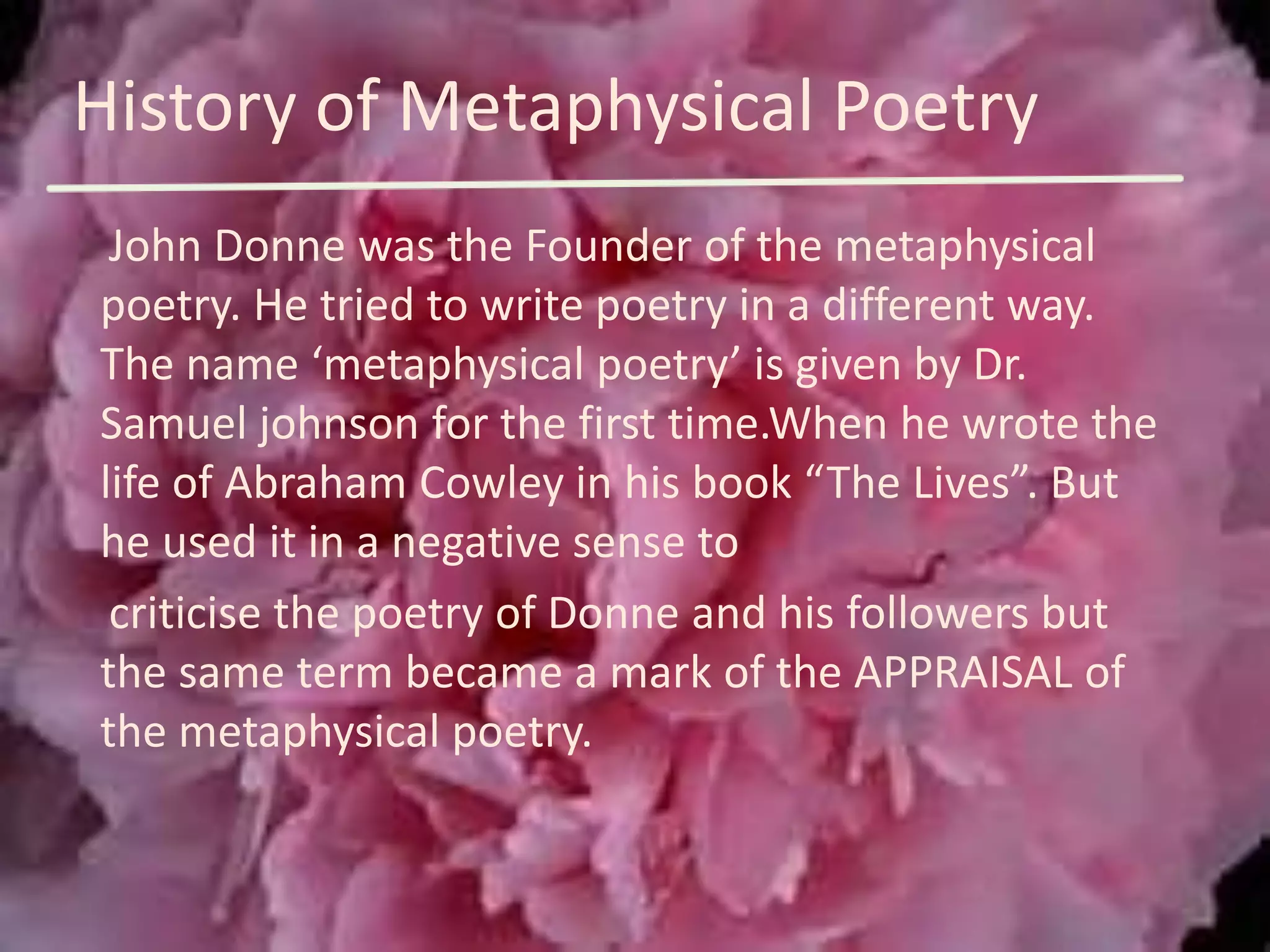 Metaphysical poetry | PPTX | Poetry | Books and Literature