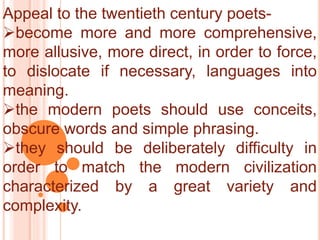Metaphysical Poetry: Article by T.S. Eliot | PPTX