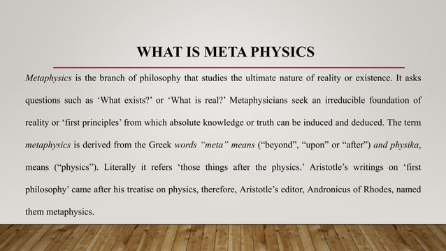 META PHYSICS AND EDUCATION.pptx | Physics | Science