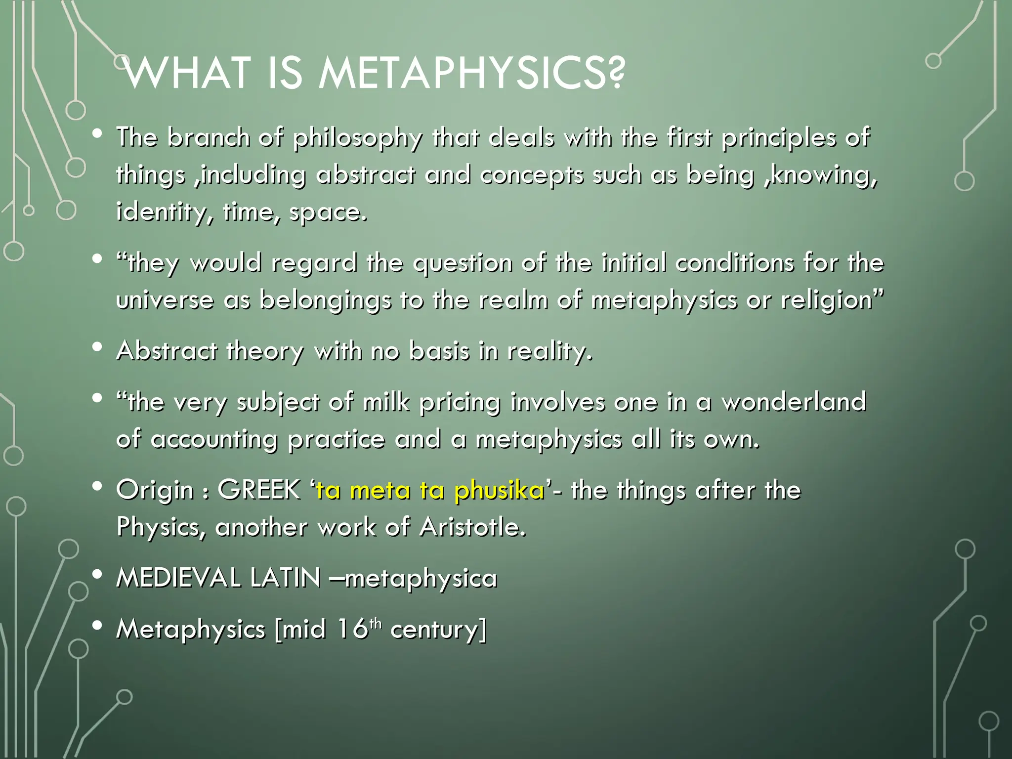 MetaphysicsPPT [armaan -30.3.21].ppt of health | PPT