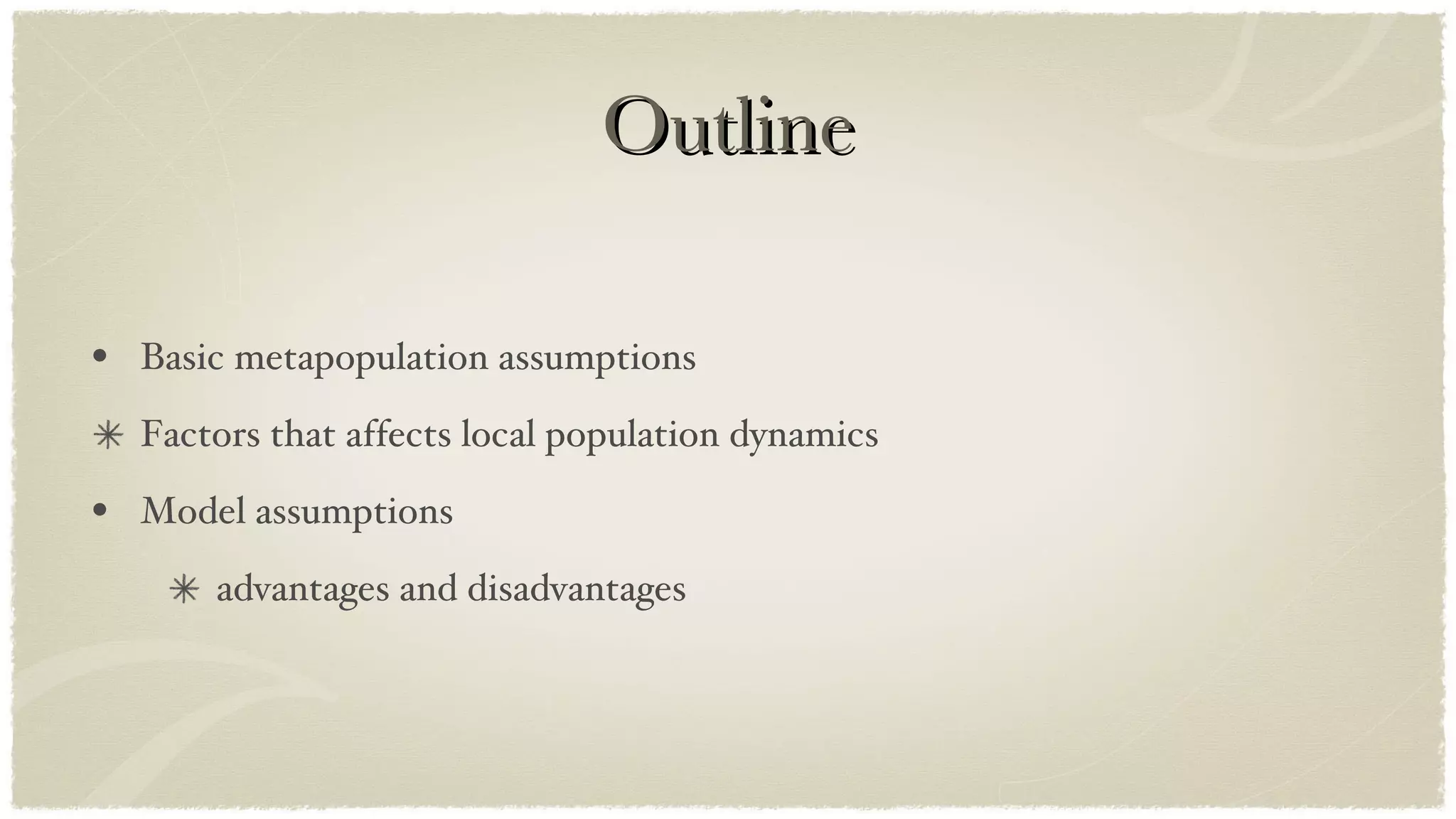 Metapopulation Assumptions | PPT