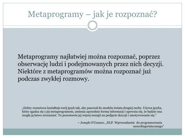 Metaprogramy + language patterns | PPT