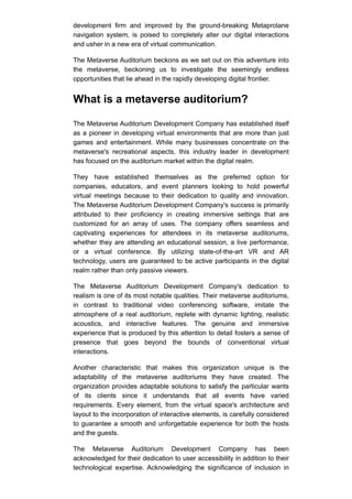 metaverse auditorium Virtual Conference Hall | PDF