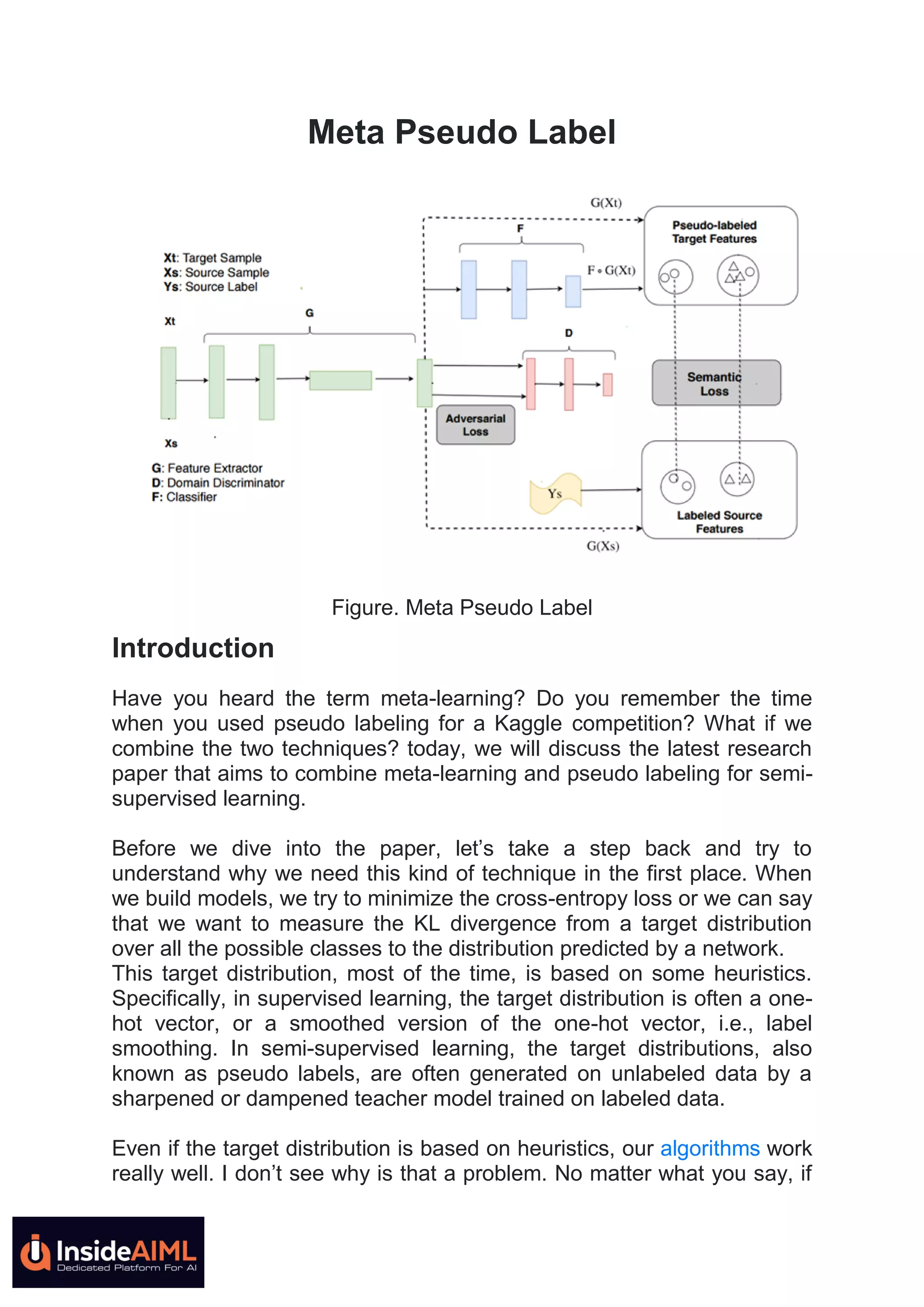 Meta Pseudo Label Insideaiml Pdf