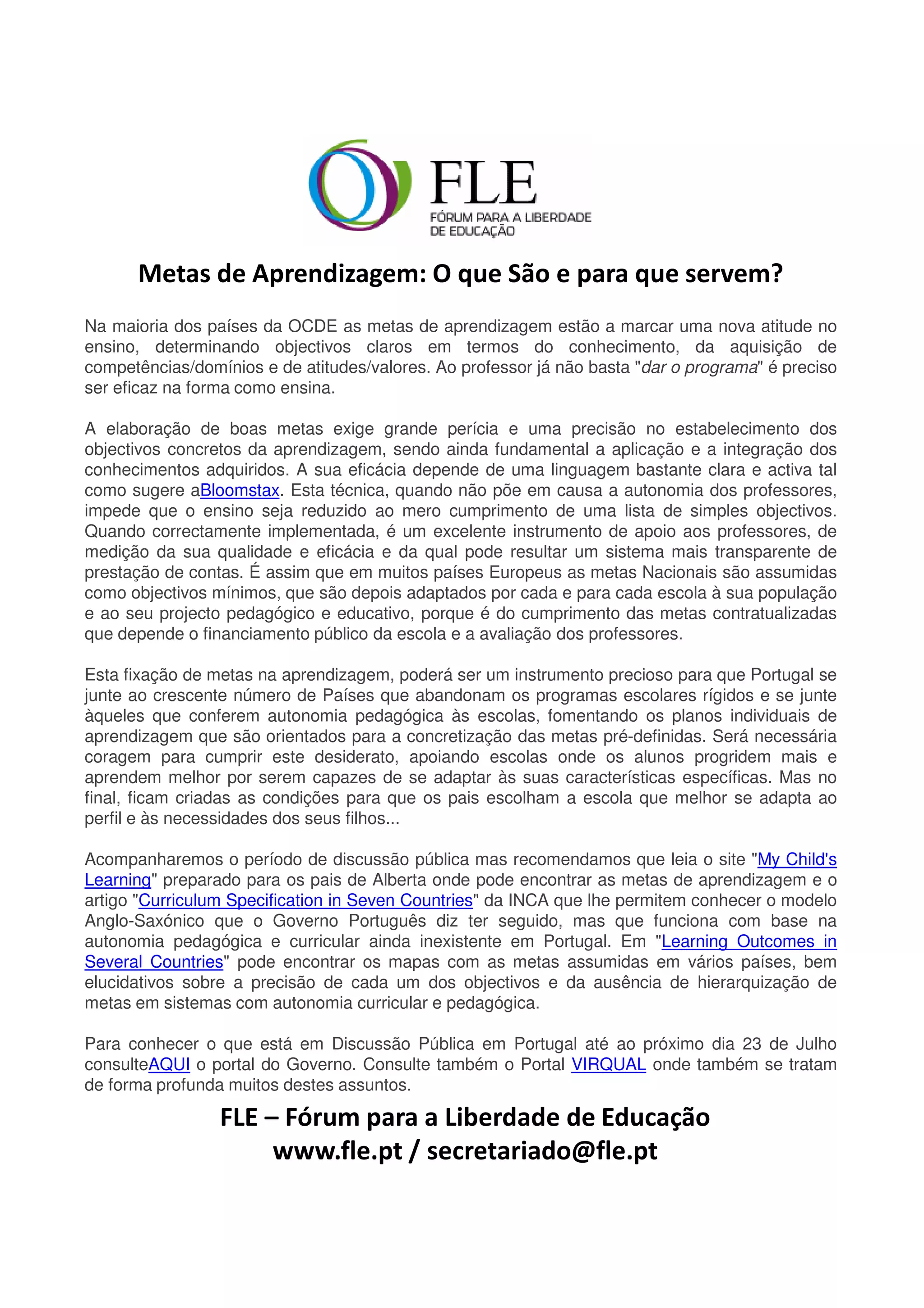 Metas de Aprendizagem: O Que São e Para que Servem? | PDF