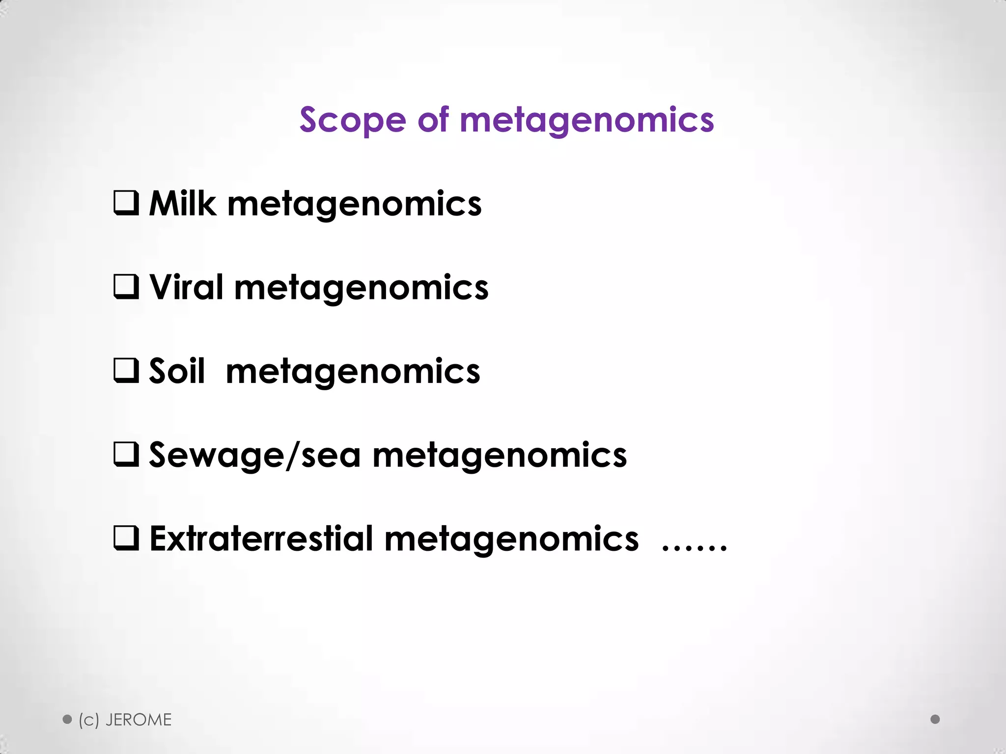 Metagenomics: An overview | PPTX