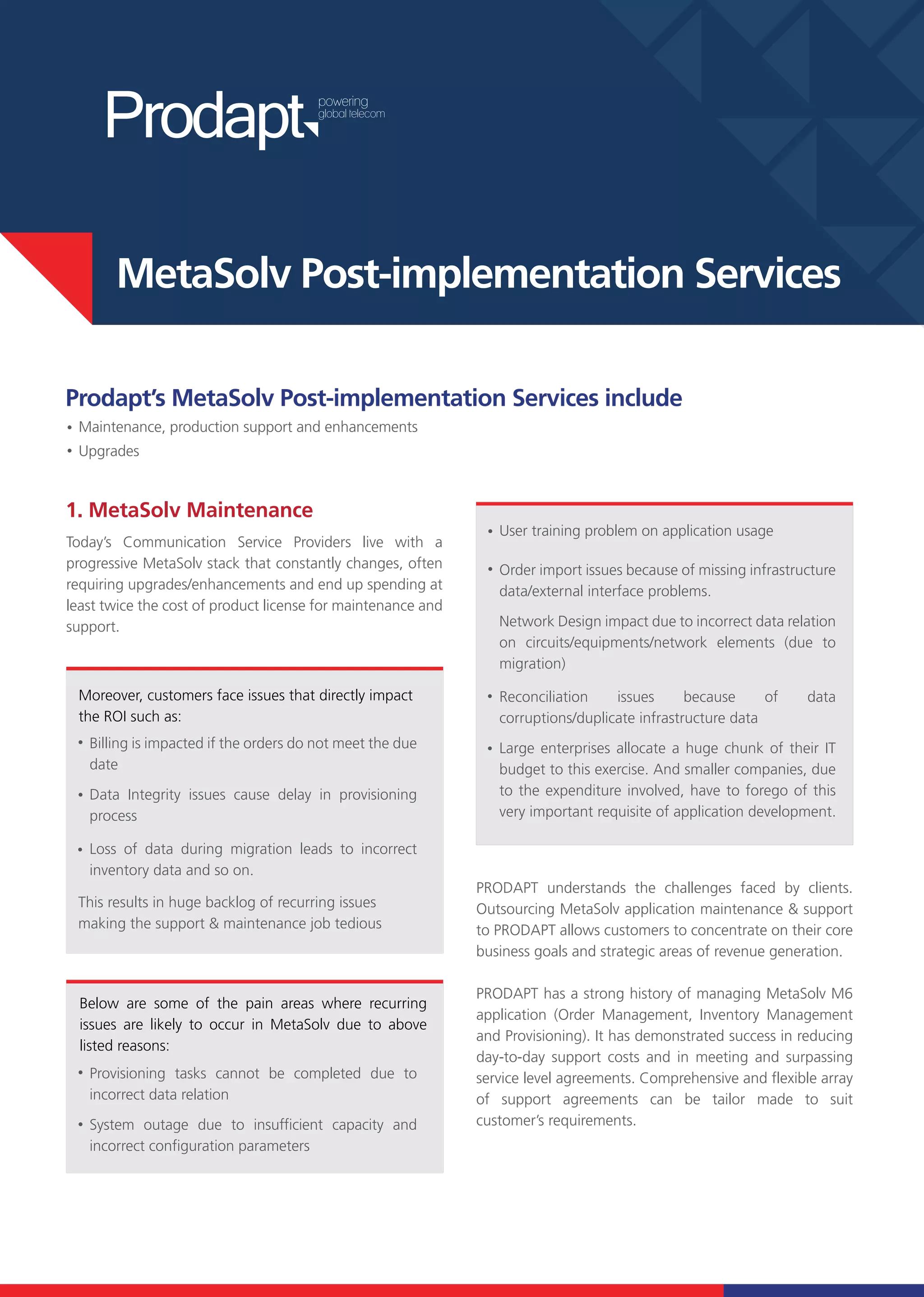 Metasolv Post Implementation Services | PDF