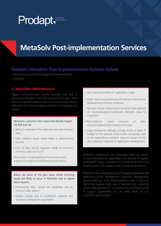Metasolv Post Implementation Services | PDF