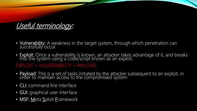 Metasploit Pptx Information And Network Security Computing