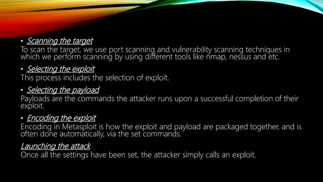 Metasploit | PPTX | Information and Network Security | Computing