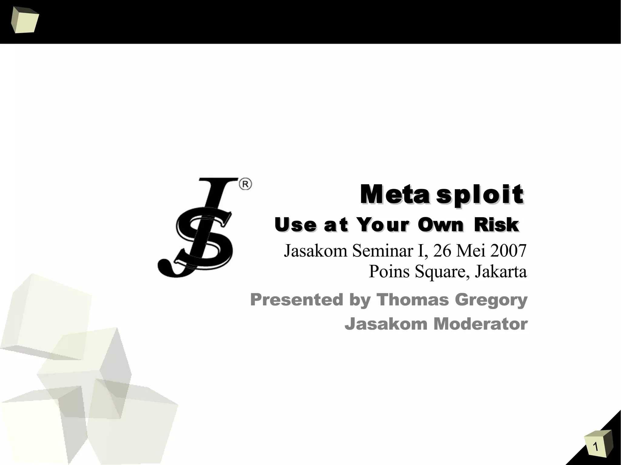 Metasploit, Use at your own risk | PDF