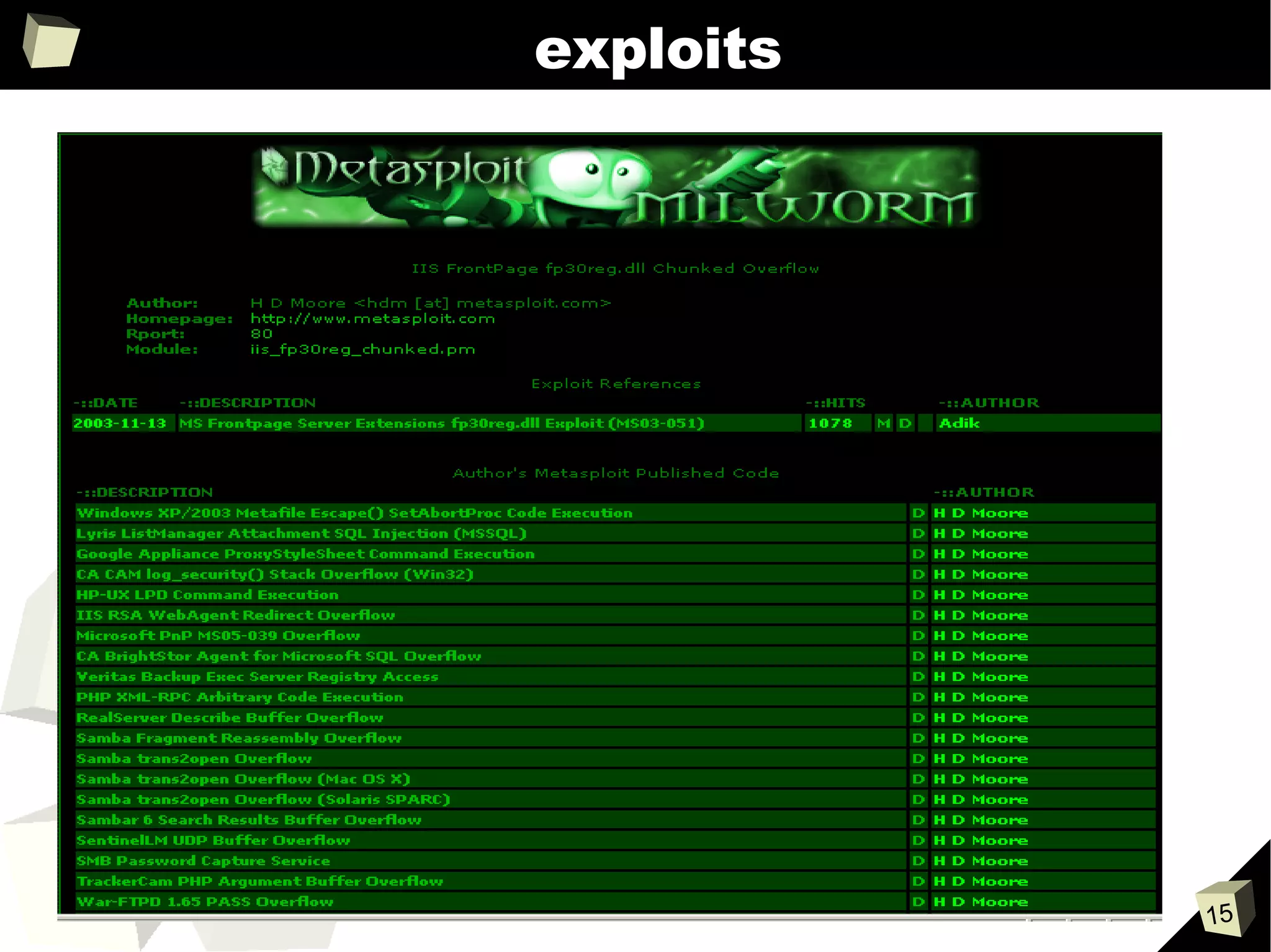 Metasploit, Use at your own risk | PPT