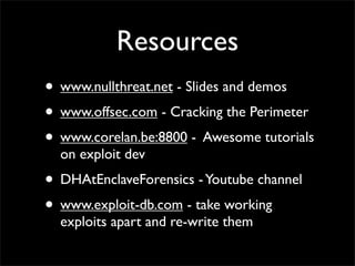Louisville Infosec - Metasploit Class - Fuzzing and Exploit Development with Metasploit | PPT