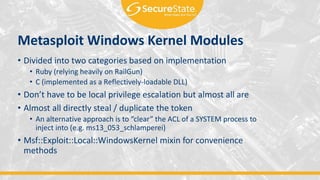 Metasploit & Windows Kernel Exploitation | PPTX