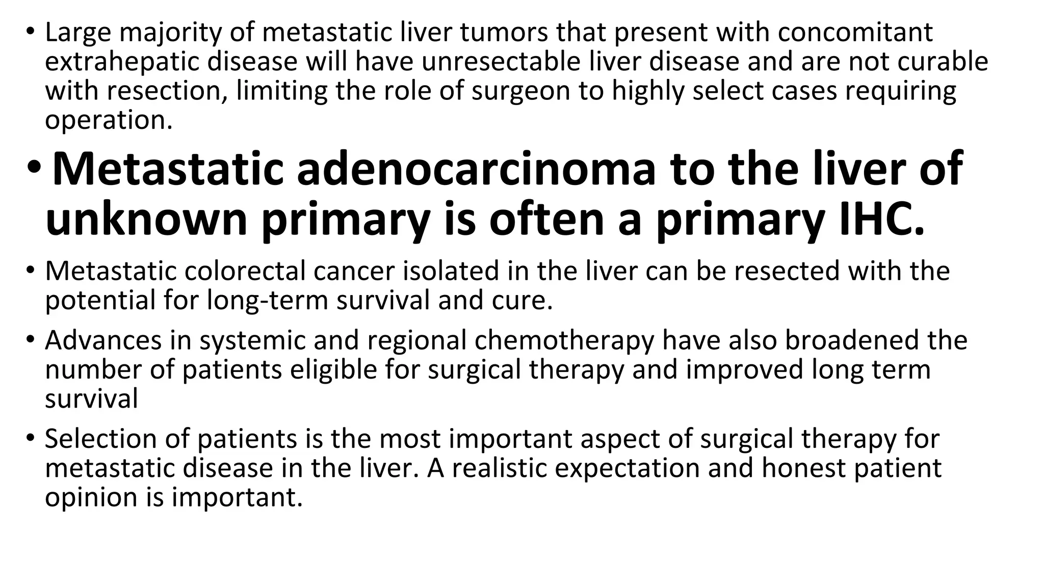 Management of Metastatic tumors in liver.pptx