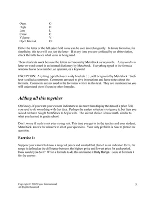 Metastock formula primer | PDF