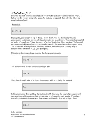 Metastock formula primer | PDF