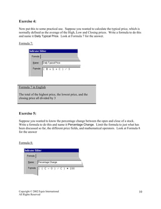 Metastock formula primer | PDF