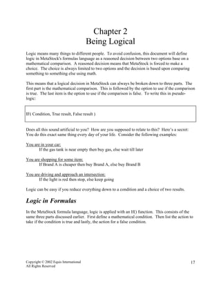 Metastock formula primer | PDF
