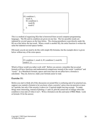 Metastock formula primer | PDF