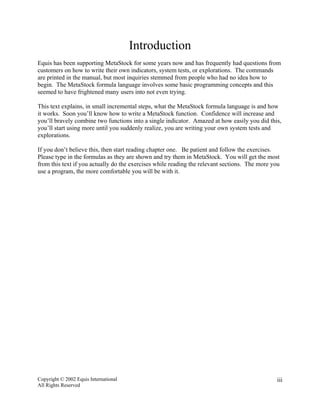 Metastock formula primer | PDF